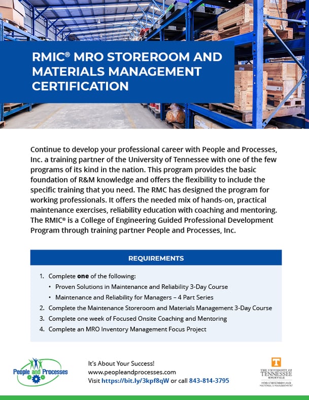 RMIC® MRO Storeroom and Materials Management Practitioner Certification ...